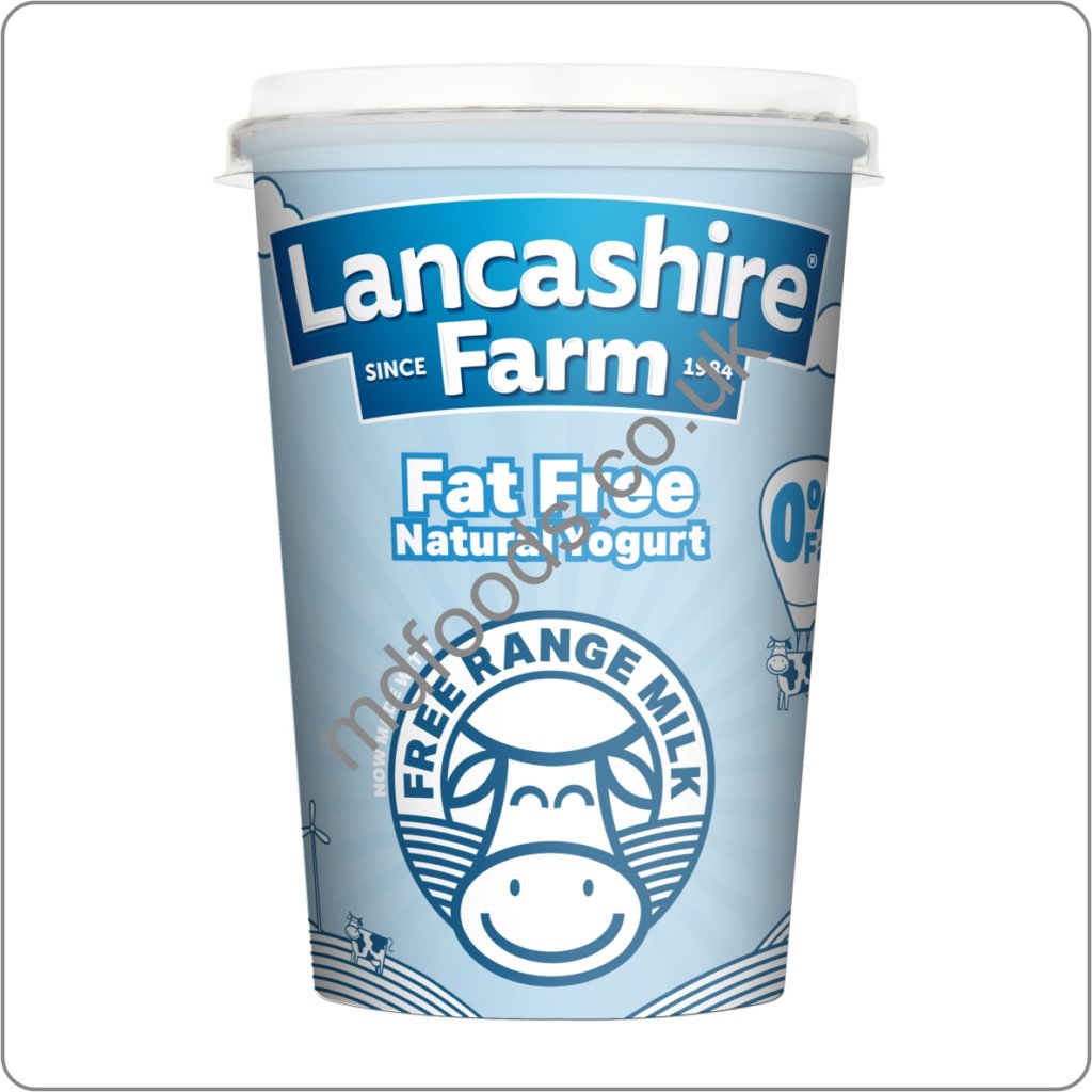 LANCASHIRE FARM FAT FREE NATURAL BIO YOGHURT 500g - MD Foods